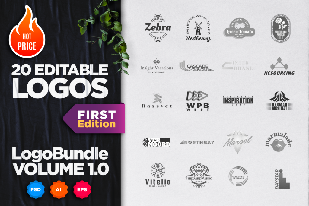 Logo Bundle Volume 1 — Editable Logo Templates for Branding | Pixnugget